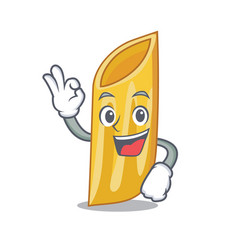 Waving penne pasta character cartoon Royalty Free Vector