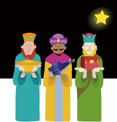 Joseph three wise with camels manger nativity Vector Image
