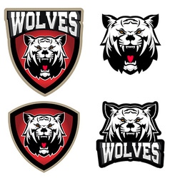 Wolves sport team logo template Mascot Royalty Free Vector