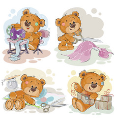 Set clip art of teddy bears Royalty Free Vector Image