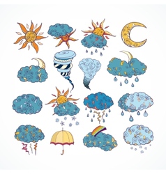 Doodle weather forecast design elements Royalty Free Vector