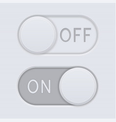 Toggle switch buttons on and off 3d oval gray Vector Image