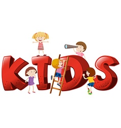 Word design for english with happy kids Royalty Free Vector