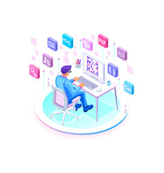 Programmer at work Royalty Free Vector Image - VectorStock