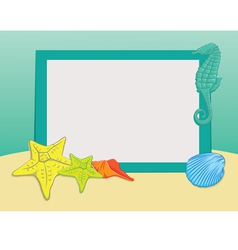 Summer beach with sea shell and starfish frame Vector Image