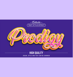 Editable text style effect - prodigy text style Vector Image