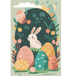 Rabbit easter happy easter easter bunnies and egg Vector Image