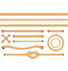 Rope knots icons photo realistic set Royalty Free Vector
