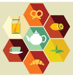 Teapot and cup ginger and lemon tea Royalty Free Vector