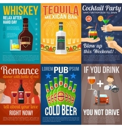 Alcohol cocktails drink menu card template Vector Image