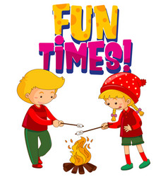 Font design for word school time with happy kids Vector Image