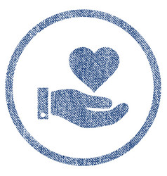 Love heart offer hand rounded fabric textured icon