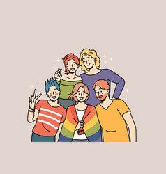 Smiling people support lgbtq community Royalty Free Vector