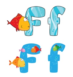 Animals alphabet for kids fish letter f cartoon Vector Image