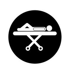 Sick person in stretcher silhouette Royalty Free Vector