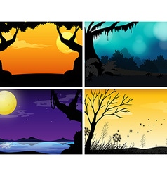 Four nature scenes day and night Royalty Free Vector Image