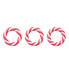 Set candy cane circle frames swirl hard candy Vector Image