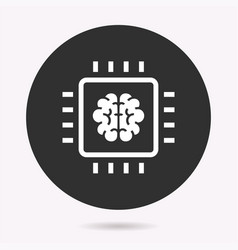 Chat bot icon outline robot sign in blue circle Vector Image