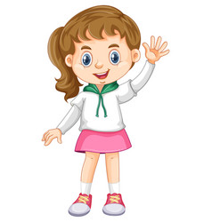 Cute girl waving hand on white background Vector Image