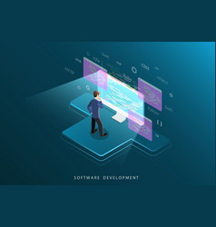Software development isometric Royalty Free Vector Image