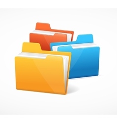 Blue file folder with documents Royalty Free Vector Image