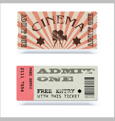 One retro style vintage cinema movie ticket Vector Image