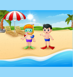 Snorkeling girl cartoon Royalty Free Vector Image