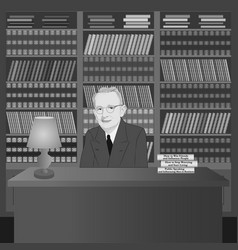 Portrait dale carnegie in library Royalty Free Vector Image