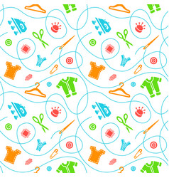 Seamless pattern with sewing tools Royalty Free Vector Image