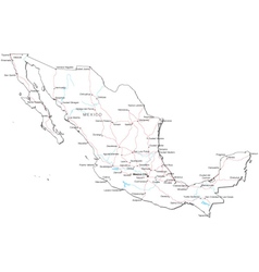 Mexico black white map Royalty Free Vector Image
