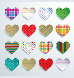 Big set 16 colorful scrapbook hearts Royalty Free Vector