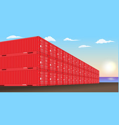 Cargo container ship side view freight Royalty Free Vector