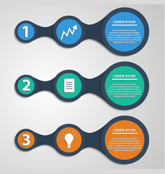 Three icons with text for infographic Royalty Free Vector