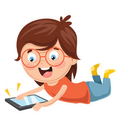 Kid using tablet pc Royalty Free Vector Image - VectorStock