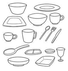 Set tableware Royalty Free Vector Image - VectorStock