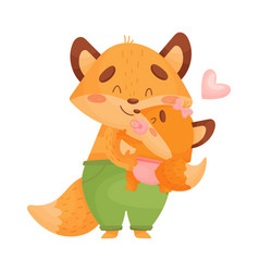 Cute fox flying with bright red heart-shaped Vector Image