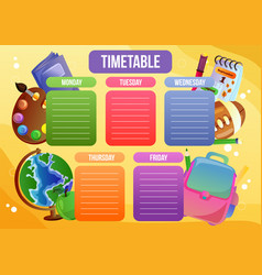 School timetable forest animals Royalty Free Vector Image