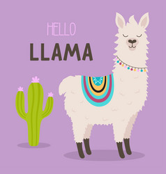 Cute drawn llama or alpaca Royalty Free Vector Image