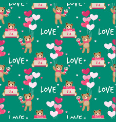 Valentines day seamless pattern with cute rabbits Vector Image