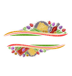 Happy passover jewish lettering and matza Vector Image