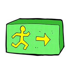 Comic cartoon exit sign Royalty Free Vector Image