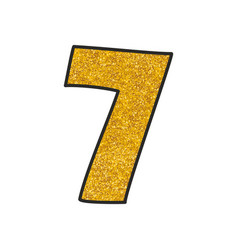 Gold glitter alphabet numbers 7 with shadow Vector Image