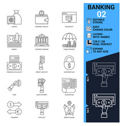 Banking and financial icons set Royalty Free Vector Image