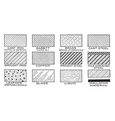 Mechanical drawing cross hatching material Vector Image