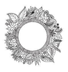 Spring card with beautiful bird in floral frame Vector Image