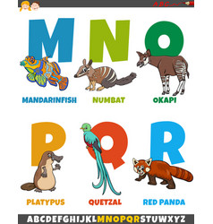 Cartoon alphabet set with funny animal characters Vector Image