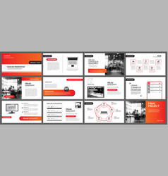 Red presentation templates and infographics Vector Image