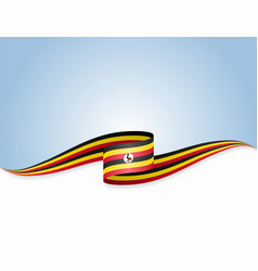 Ugandan flag heart-shaped ribbon Royalty Free Vector Image