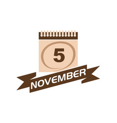 5 november calendar with ribbon Royalty Free Vector Image