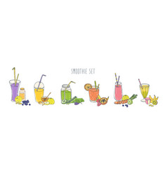 Collection of colorful refreshing soft drinks in Vector Image